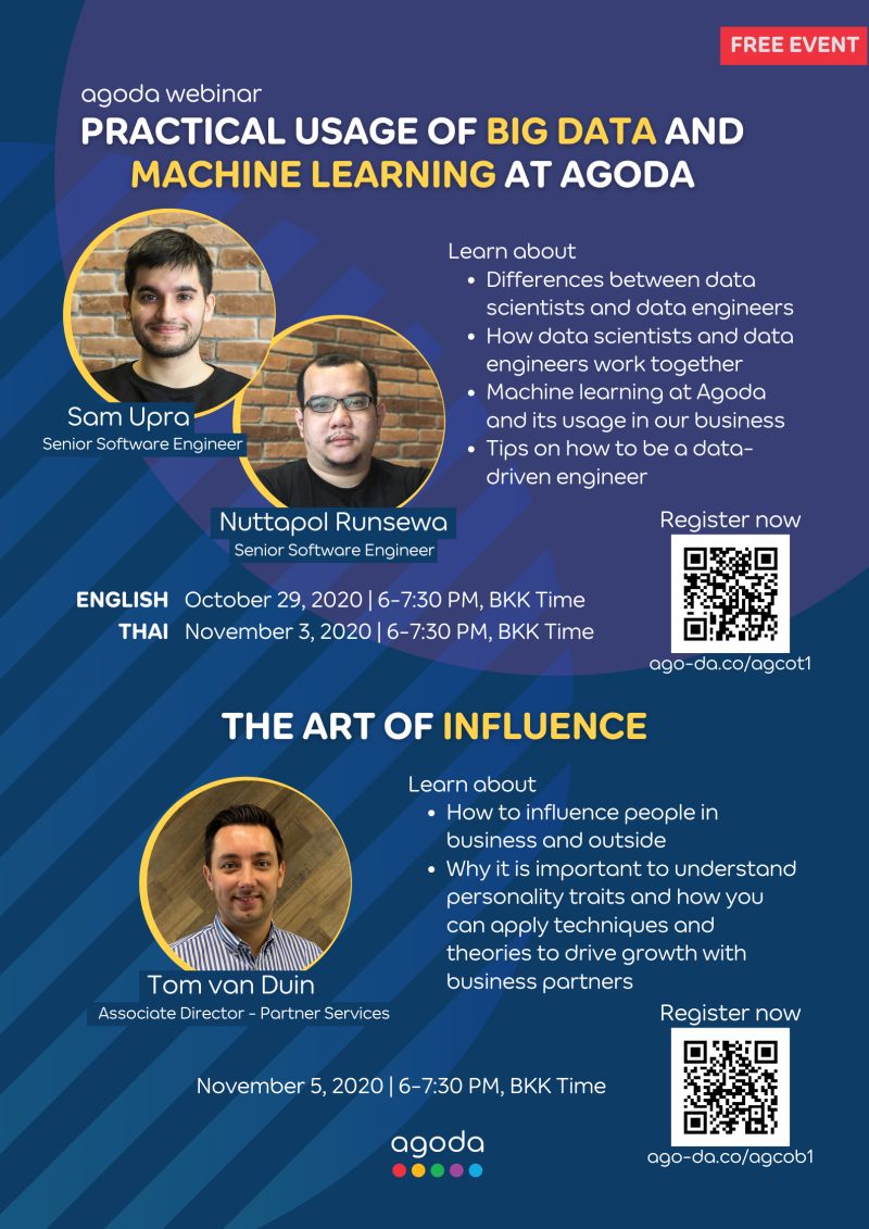 November 3, 2020: Agoda webinar/ Practical usage of Big data and ...